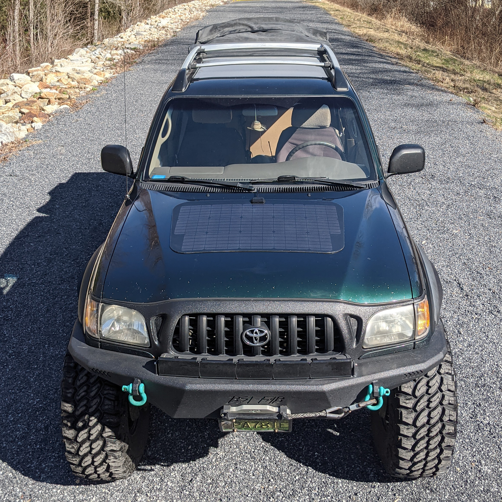 70 Watt Hood Solar for 1st Gen Toyota Tacoma | Cascadia 4x4 VSS System
